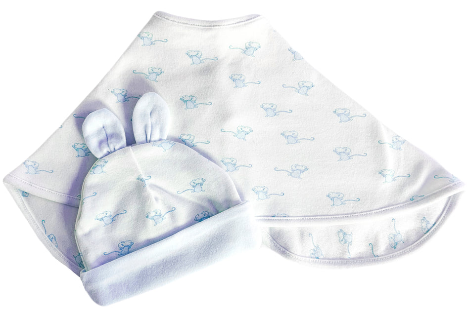 Gift Set: Mouse Hat and matching Bib with Magnetic Fastening